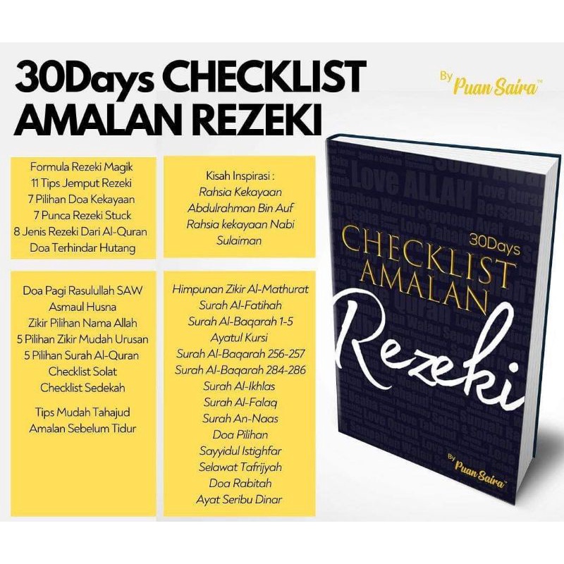 Buku Checklist Amalan Rezeki by Puan Saira Buku BCAR | Shopee Malaysia Buku Checklist Amalan Rezeki by Puan Saira Buku BCAR | Shopee Malaysia
