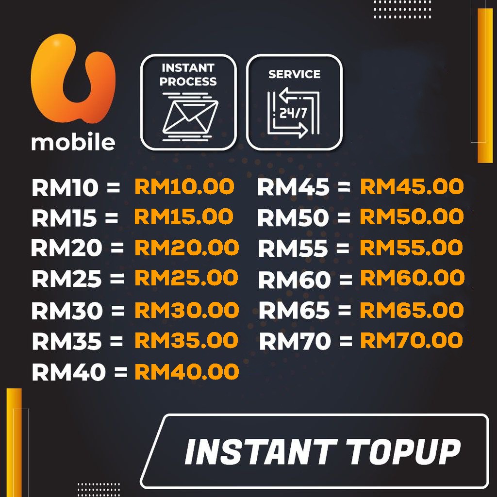 U Mobile Reload | U Mobile Topup | Instant Reload (NEW) | Shopee Malaysia