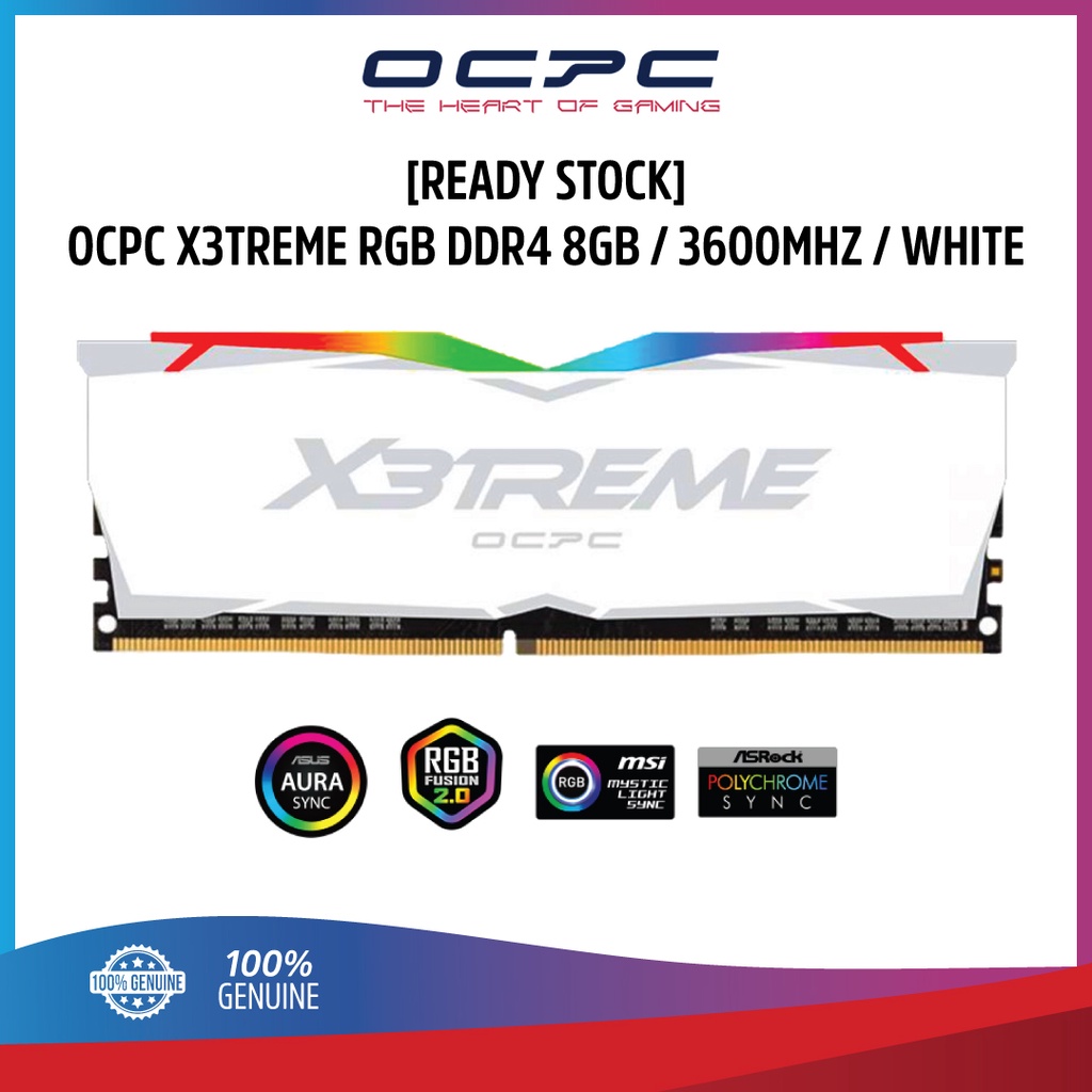 [READY STOCK] OCPC X3TREME RGB DDR4 8GB / 3600MHz / White / Desktop Ram ...