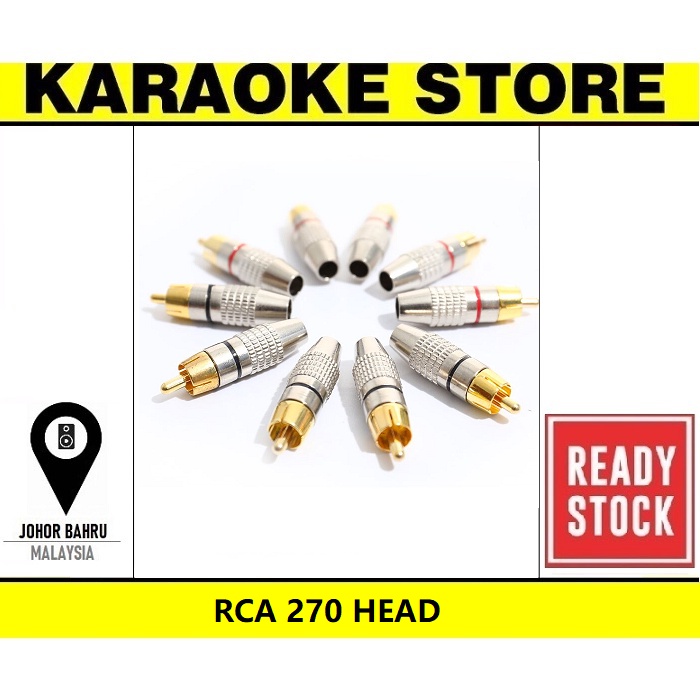 RCA 270 Head / RCA Plug Audio Video Locking Cable Male Connector Gold ...