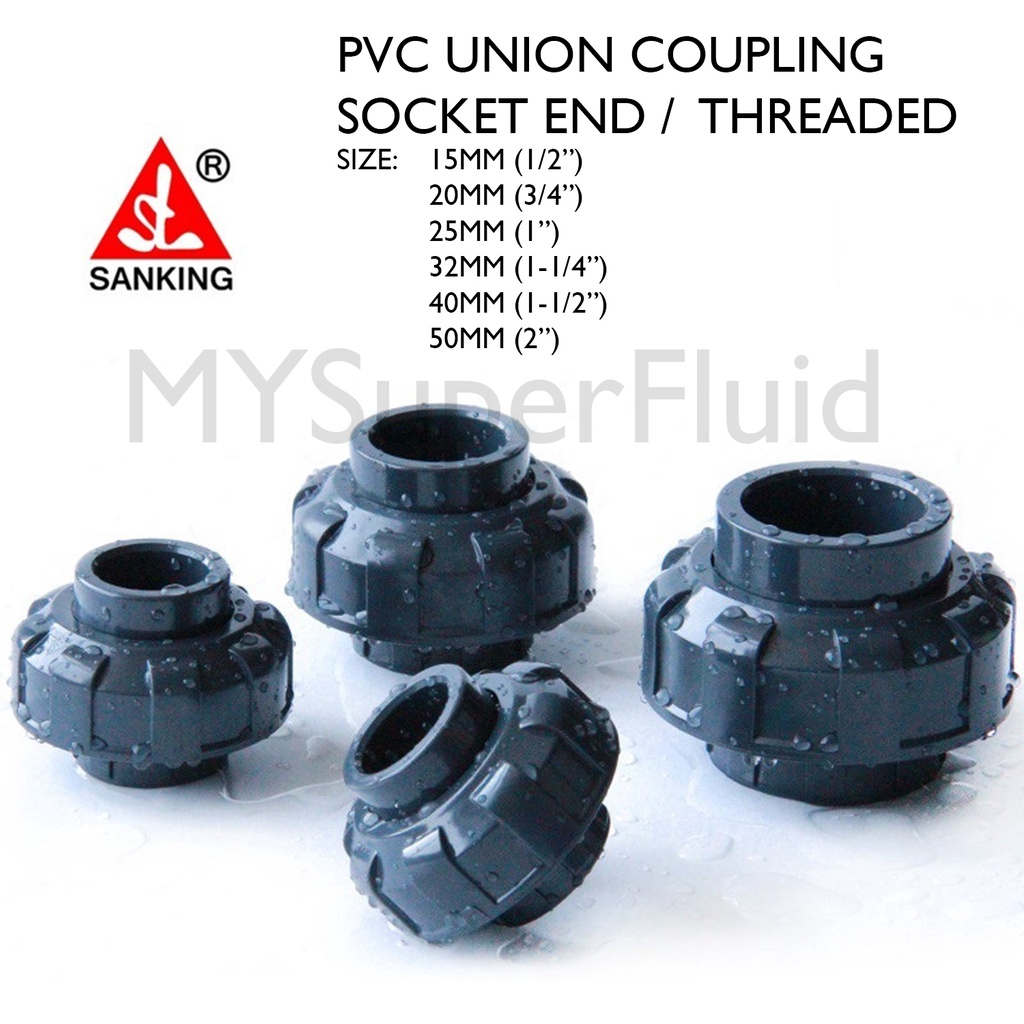 15mm - 50mm SANKING PVC UNION COUPLING [SOCKET END/ THREADED] | Shopee ...