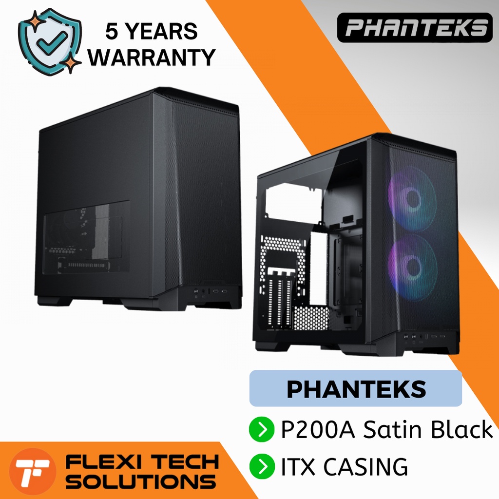 Flexi Tech PHANTEKS P200A iTX Casing Tempered Glass / Closed Window ...