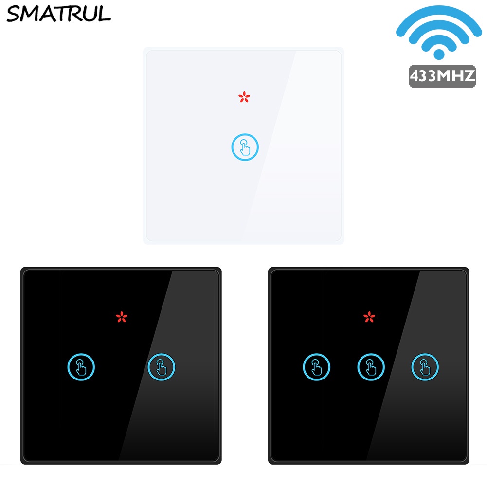 SMATRUL 1/2/3Gang Smart Home Wireless Touch Switch Light Appliance RF ...