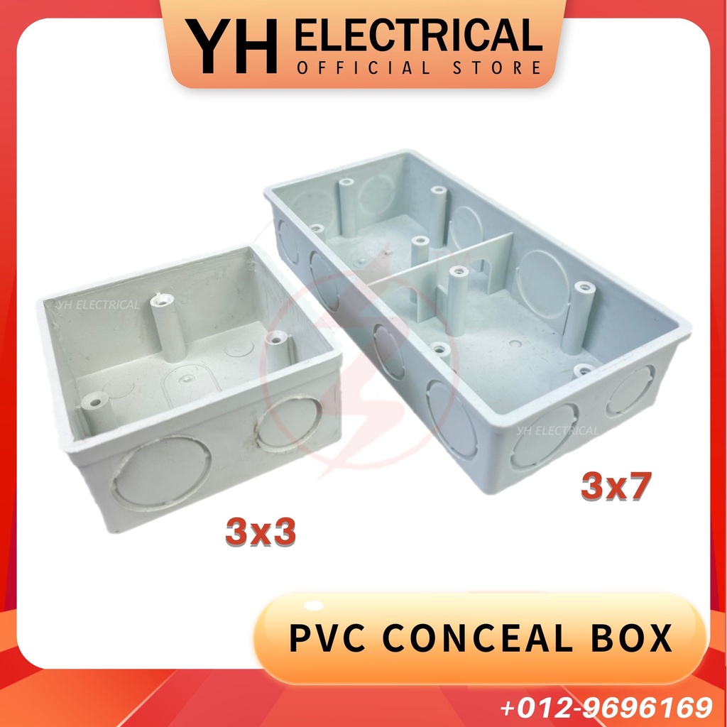 3x3 PVC Single Conceal Box / 3x7 PVC Double Conceal Base (white ...