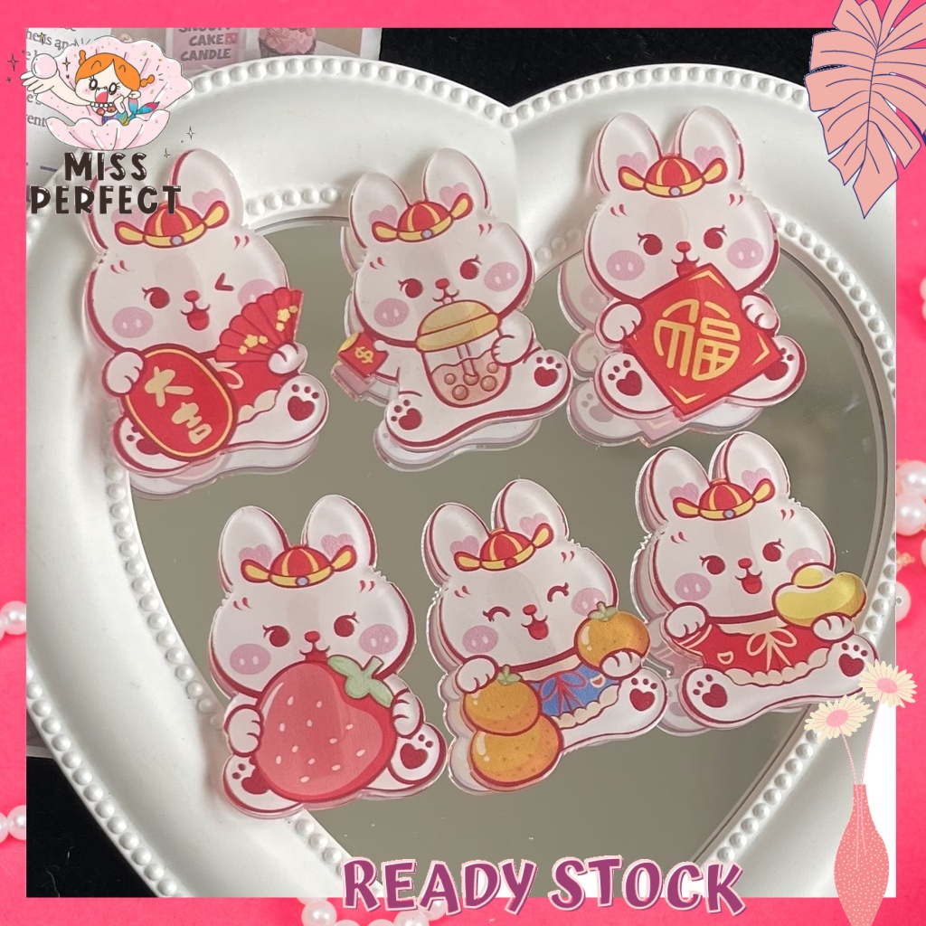 2023 CNY Cute rabbit Badge Accessories Acrylic Hair clip | Shopee Malaysia