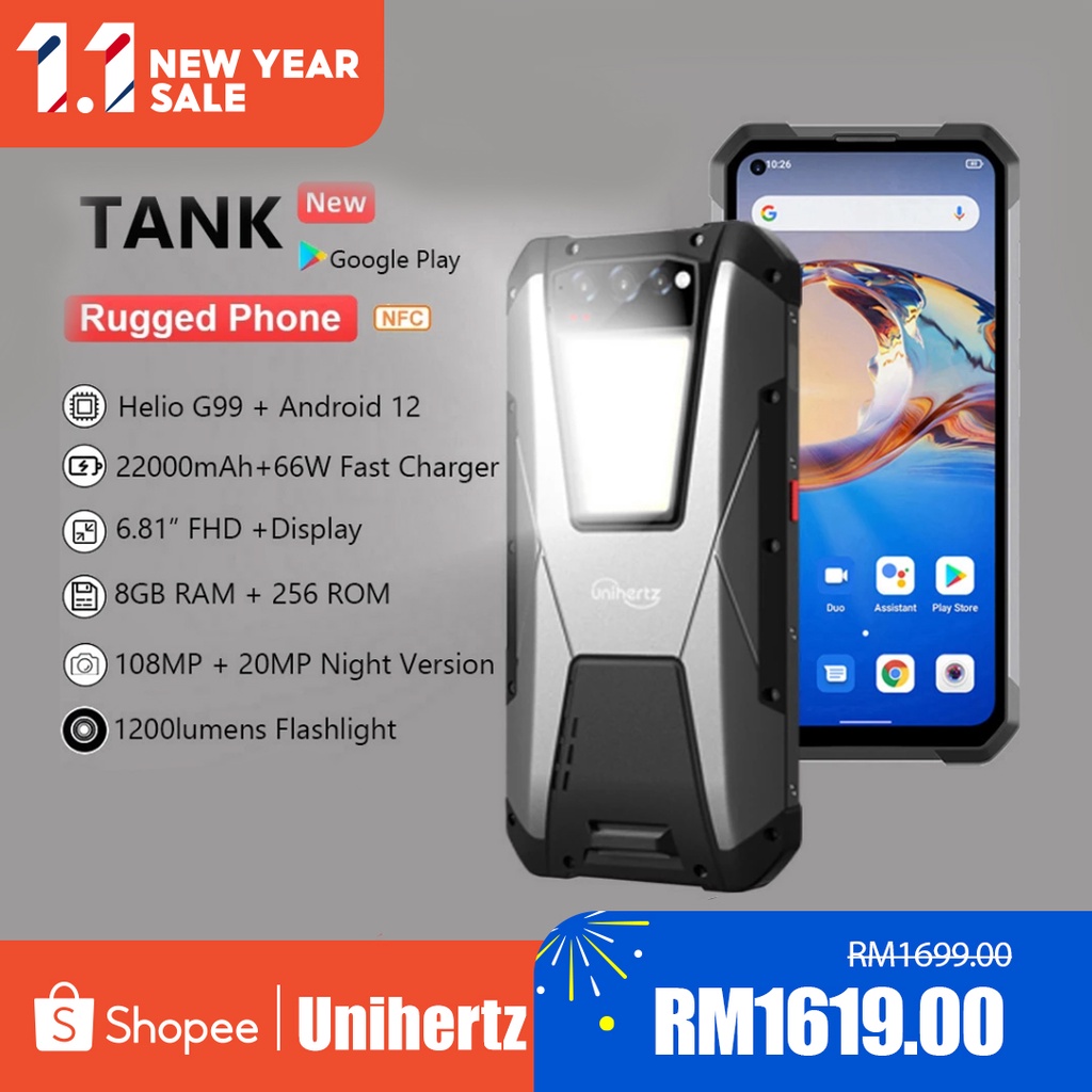2022 Unihertz TANK Large Battery Rugged Smartphone 4G Unlocked 8GB ...