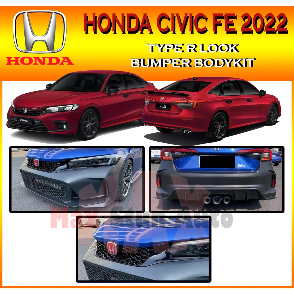 HONDA CIVIC FE 2022 11th GEN TYPE R STYLE PP BUMPER SET (TYPE-R) FRONT ...