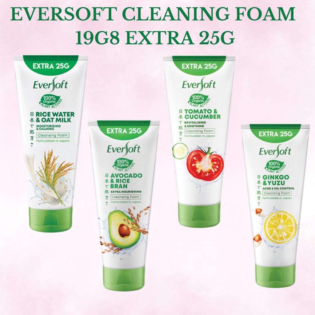 Eversoft Facial Cleanser 195g extra 25g (Avocado / Ginkgo / Tomato/RICE ...