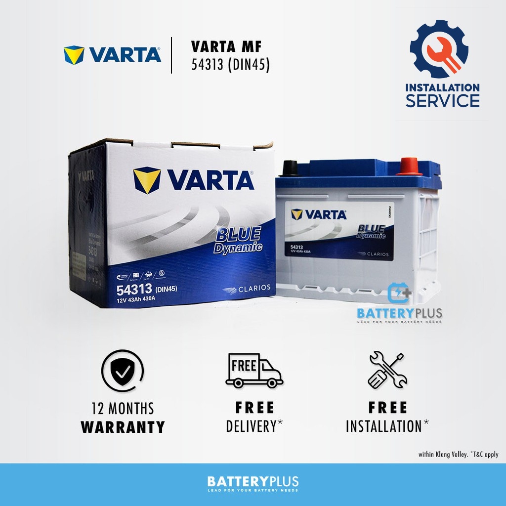 [ Installation Provided ] DIN45L | DIN45 | 54313 LN1 Varta Blue Dynamic MF Car Battery Ford ...