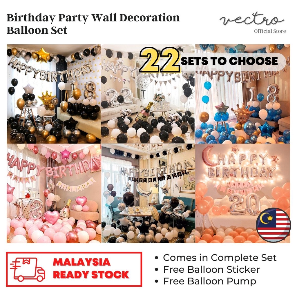 Birthday Balloon Decoration Set | Celebration Pack | Theme Background ...