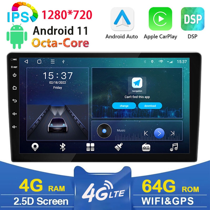 4G+64G IPS Octa Core TS18 9/10.1" Double Din Car Android Player Carplay Android Auto with 4G ...
