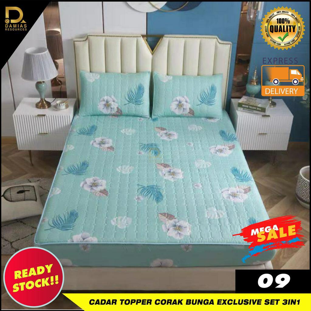 Exclusive Set 3 in 1 Size Queen Full Fitted Getah Keliling Kain Tebal ...