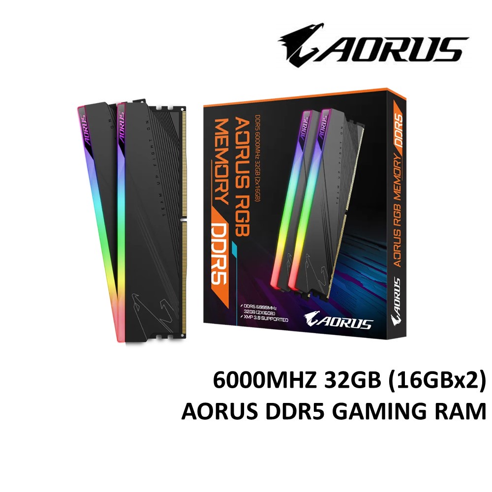 GIGABYTE AORUS RGB RAM MEMORY DDR5 32GB (2x16GB) 6000MHZ (ARS32G60D5R ...