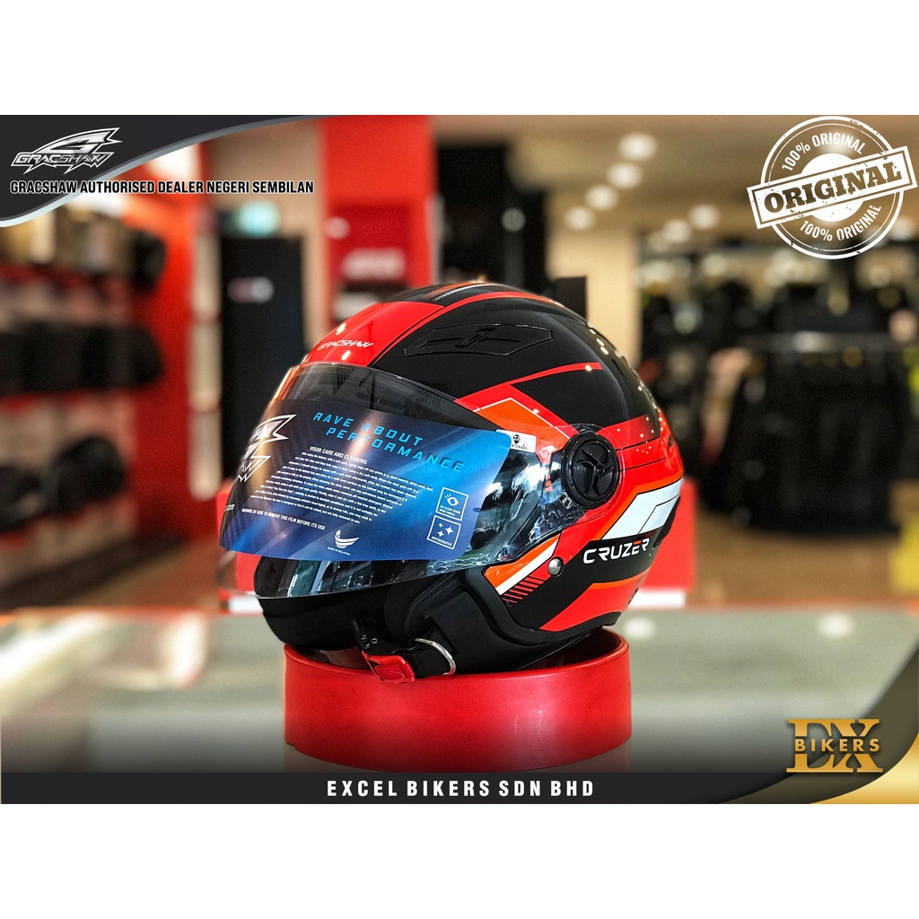 GRACSHAW HELMET GRAFLEX G666 CRUZER HELMET CRUZER RED /OPEN FACE HELMET ...