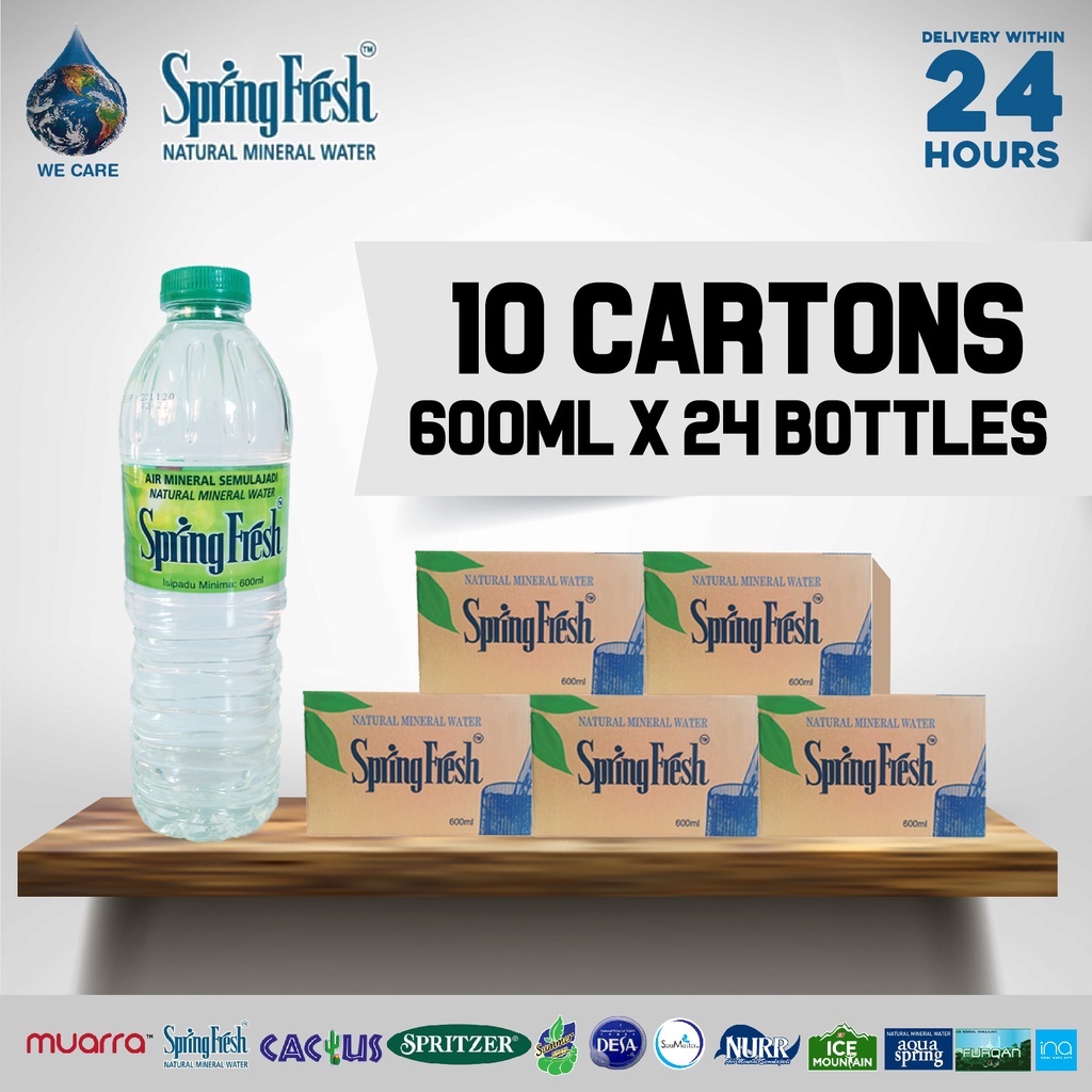 Spring Fresh Mineral Water (600ml x 24 Bottles x 10 Cartons) | Shopee ...