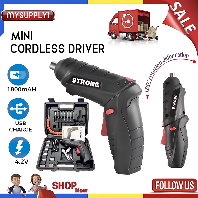 STRONG 4.2V Drill Cordless Mini Screwdriver Cordless Drill - Gerudi ...