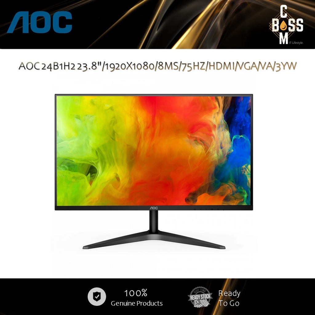 *ORIGINAL* AOC 24B1H2 23.8"/1920X1080/8MS/75HZ/HDMI/VGA/VA/3YW | Shopee ...