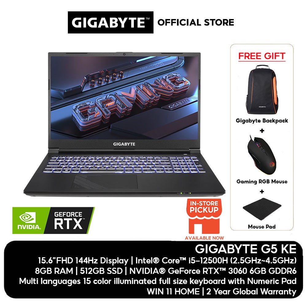 Gigabyte G5 KE - Gaming Laptop (I5-12500H 8GDR4 512SSD/RTX3060 6GDR6 ...