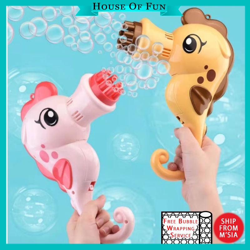 READY STOCK Electric Seahorse Automatic Bubble Maker Gun Bubble Machine ...