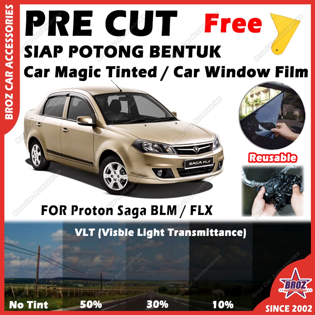 For Proton Saga BLM/FLX Car Magic Tinted Film Solar PRECUT OEM Window DIY Scrapper Tint Kereta ...
