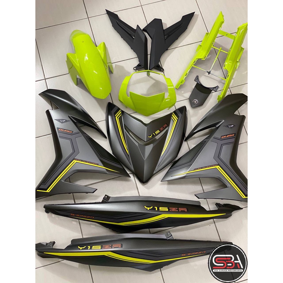 COVERSET Y15ZR V1 V2 V3 SD16 GREY MATT LEMON GREEN PATTERN LINE PREMIUM COVERSET BODYSET Y15ZR ...