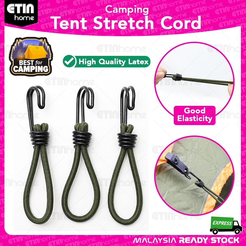 Camping Tent Stretch Cord Elastic Rope Buckle Tent Hook Fastener Fixing ...
