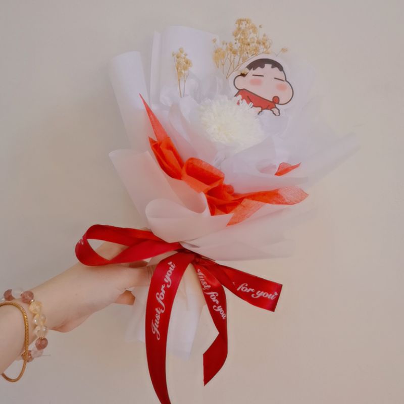 Crayon Shin Chan Bouquet Baby Breath Pompon Flowers Christmas Bouquet ...