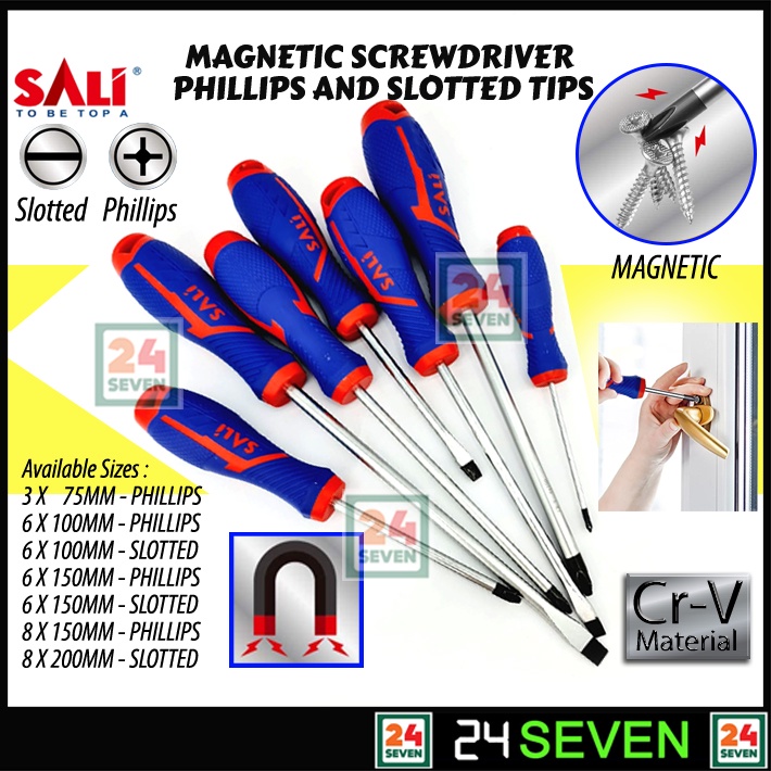 SALI Magnetic Screwdriver Phillips and Slotted Tips / Pemutar Skru ...
