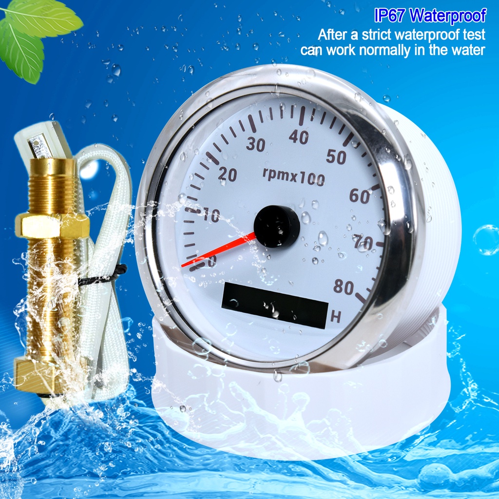 AD 85mm Tachometer 6000 7000 8000 RPM Tacho Gauge With 7 Colors LED ...