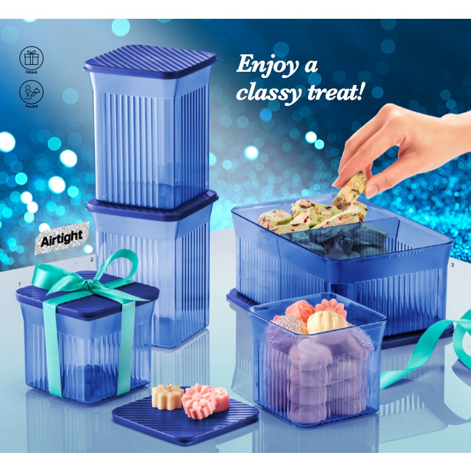Tupperware Elegant Square Set (4pcs) with Gift Box + Snack It 1.75L (1pc) | Shopee Malaysia