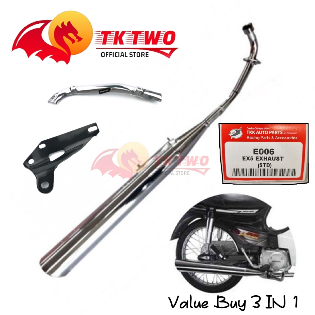 (E006) EX5 DREAM EXHAUST PIPE WITH BRACKET, MUFFLER COVER EXZOS PIPE ...