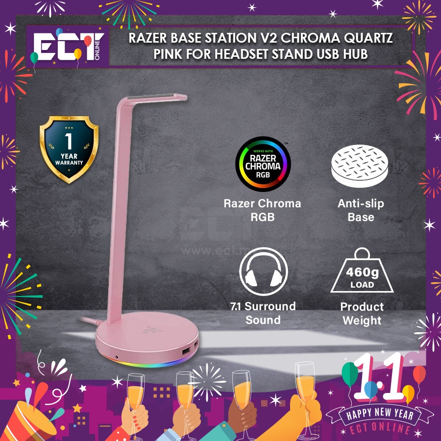 Razer Base Station V2 Chroma Quartz Pink for Headset Stand USB Hub ...