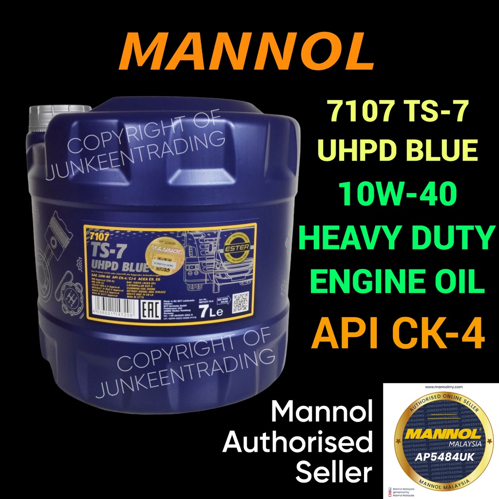 7L MANNOL 7107 TS-7 UHPD Blue 10W-40 10W40 Heavy Duty Engine Oil HDEO API CK-4 | Shopee Malaysia