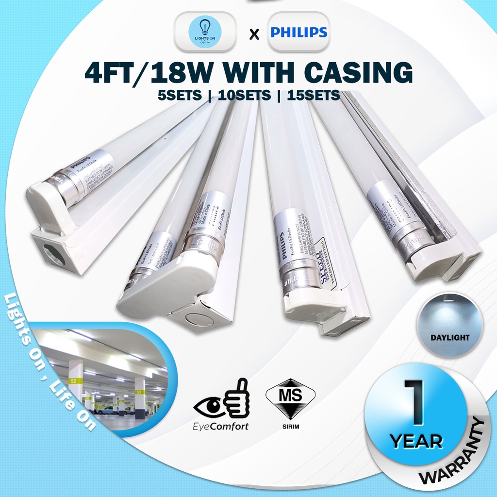 Philips 4ft 18w Ecofit T8 Glass LED Tube PACKAGE Lampu Panjang Lampu Led Lampu Kalimantang ...