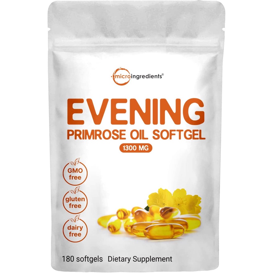 Evening Primrose Oil Softgels, 1300mg wtih 10% Active GLA, 180 Softgels ...