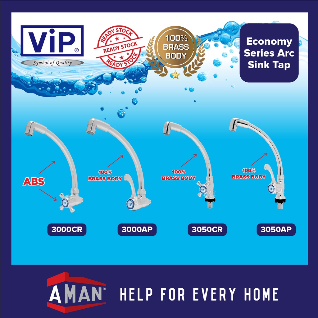 ViP Chrome Plated Brass Body ABS Arc And Handle Pillar Tap Sink Tap ...