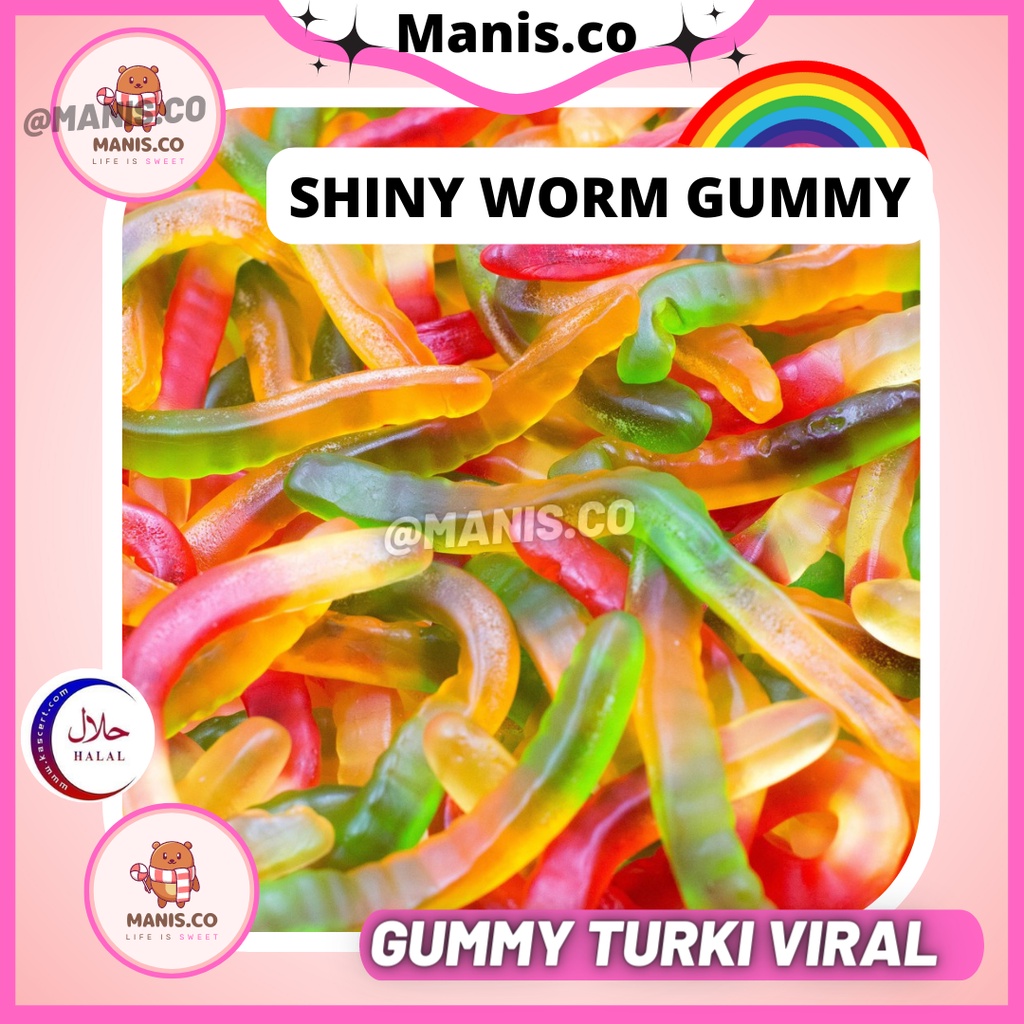 [Shiny Worms] Sweet Candy Halal Gummy Bebeto Haribo Snack Gummi Jelly ...