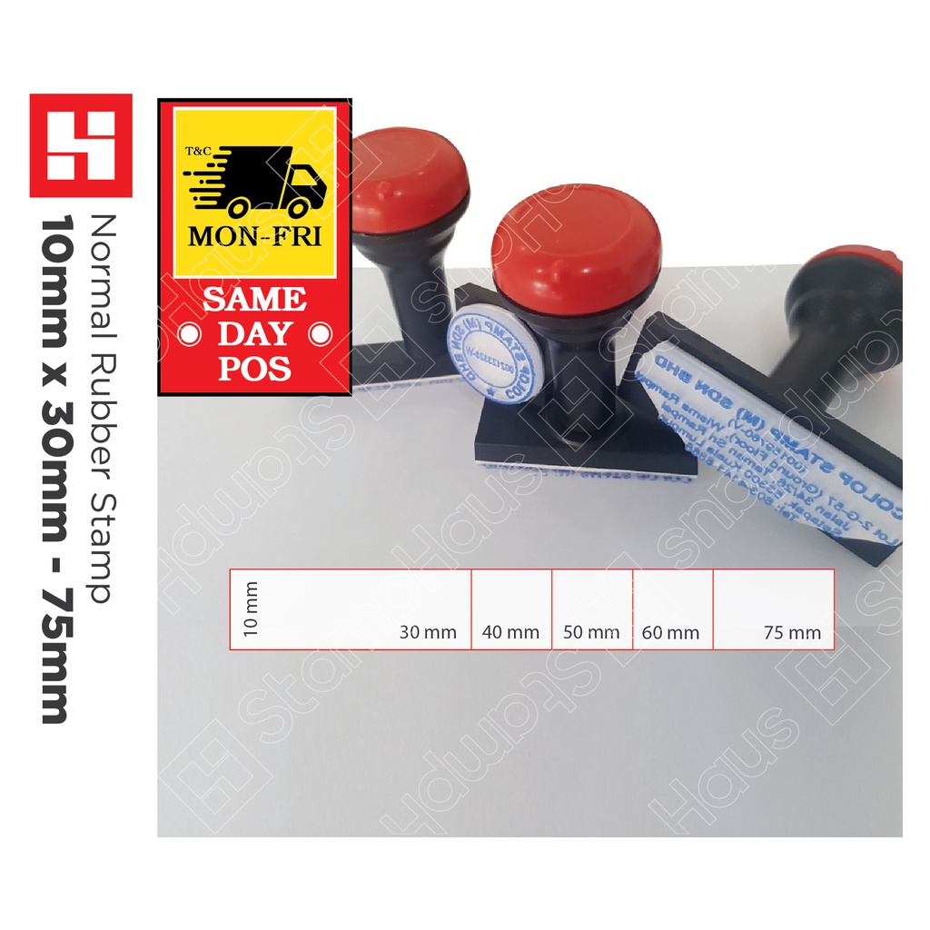 SAME DAY POS * Rubber Stamp * 10mm x 30mm - 75mm | Shopee Malaysia