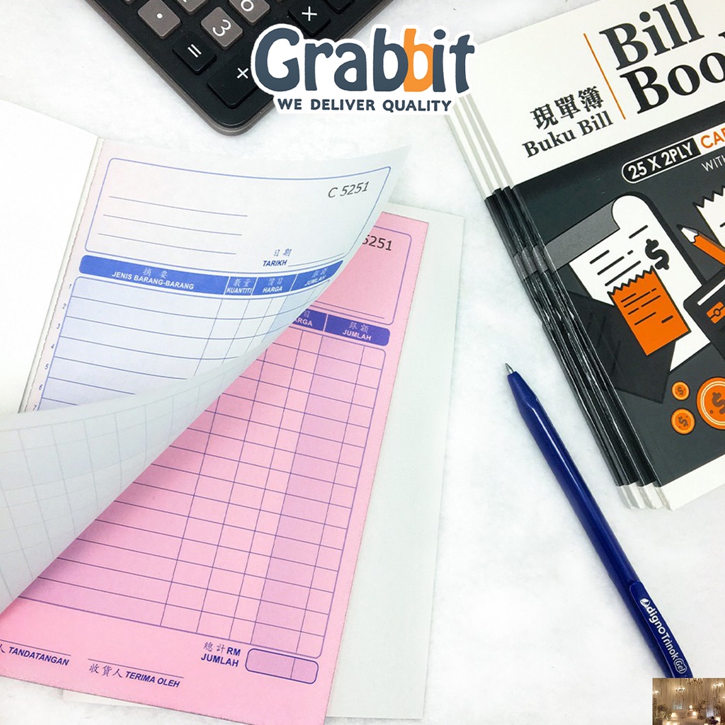 Buku bill/GRABBIT 2ply Bill Book Invoice Receipt Cash Book with ...
