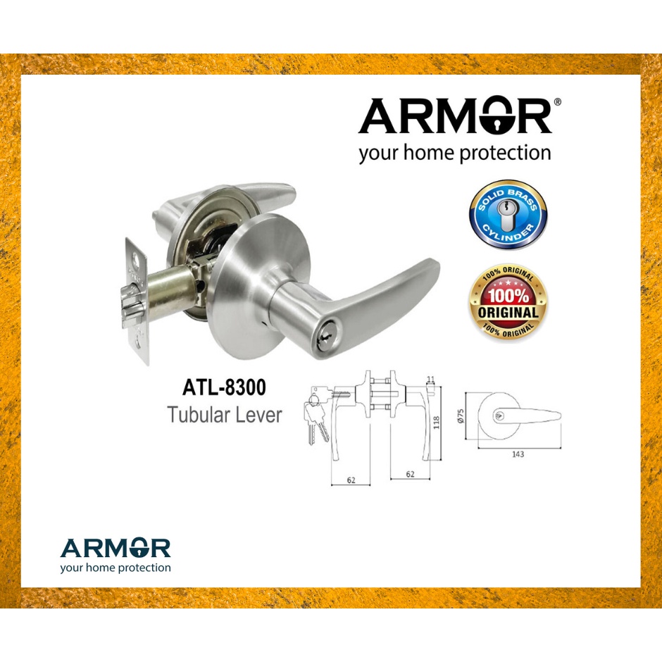 ARMOR TUBULAR LEVER LOCK ATL-8300 SS | Shopee Malaysia