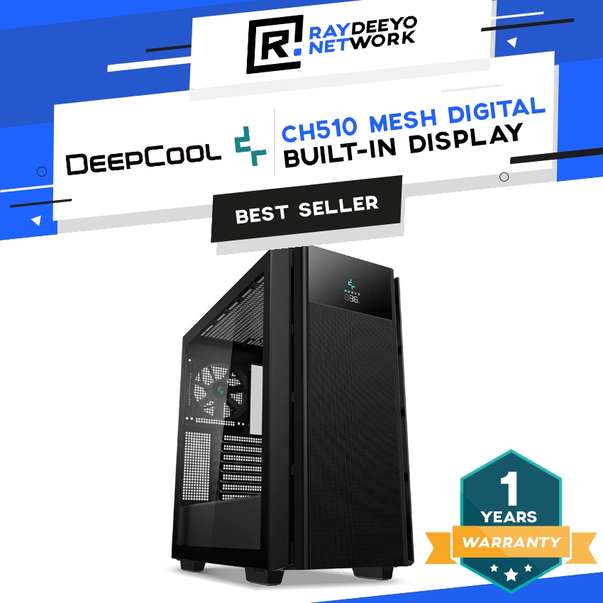 Deepcool CH510 Mesh Digital ATX Case Chassis [Built-in Digital Display ...