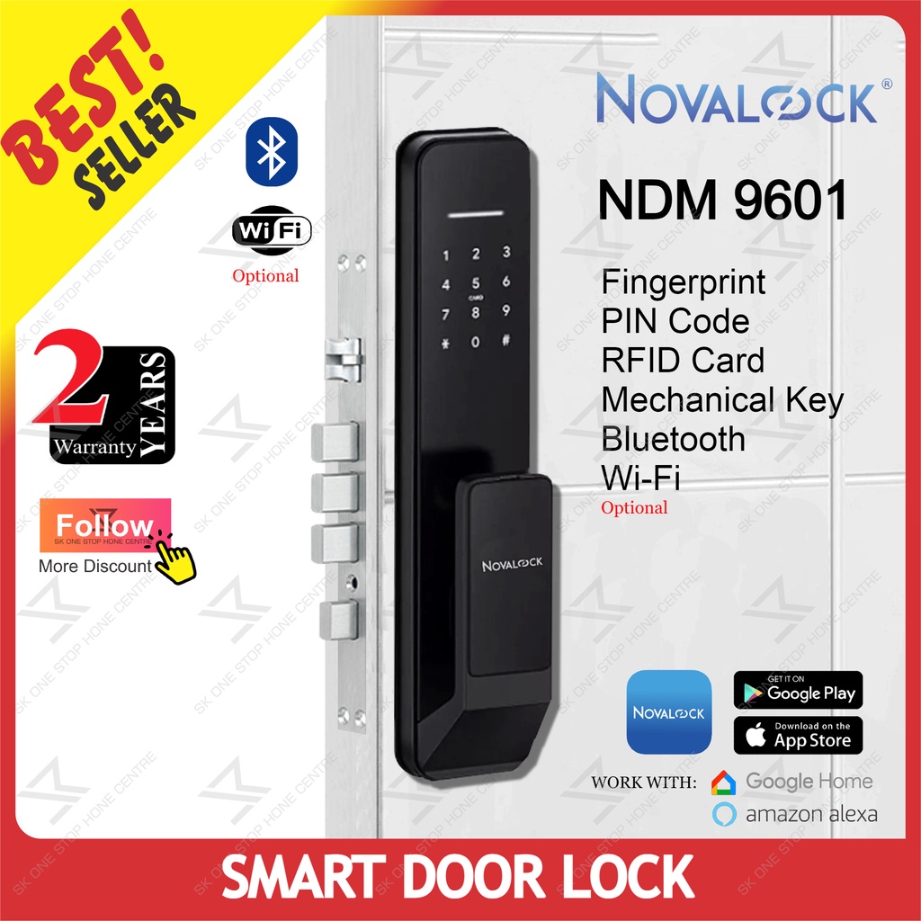 Novalock NDM 9601 Push-Pull Smart Door Lock ( Fingerprint, PIN Code ...