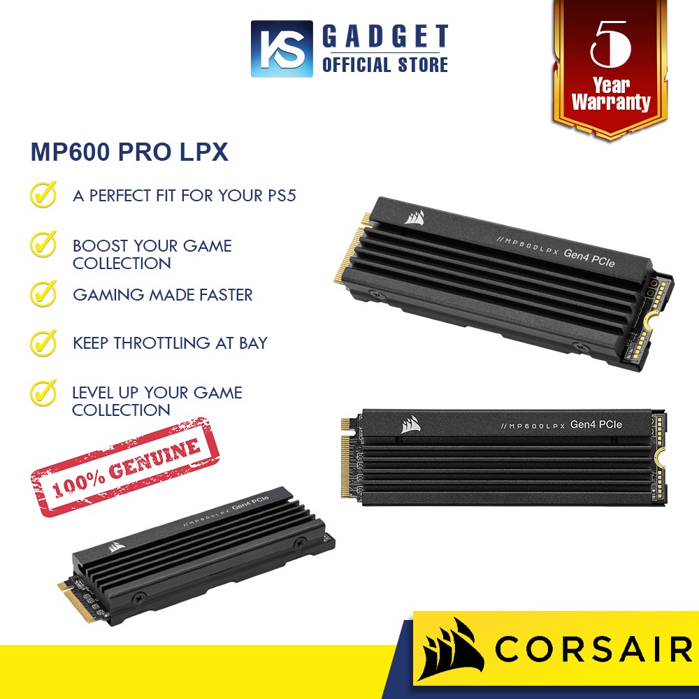 CORSAIR MP600 PRO LPX PCIe Gen 4 x4 NVMe M.2 3D TLC NAND Internal SSD ...