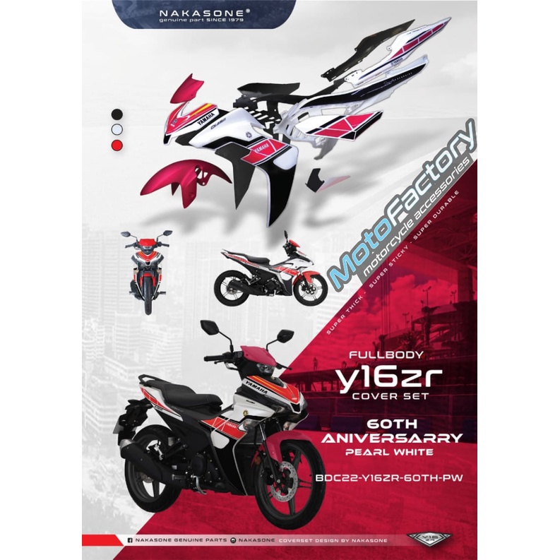 YAMAHA Y16ZR Y16 NEW COVER SET DESIGN 60TH ANNIVERSARY WHITE RED #NEW # ...