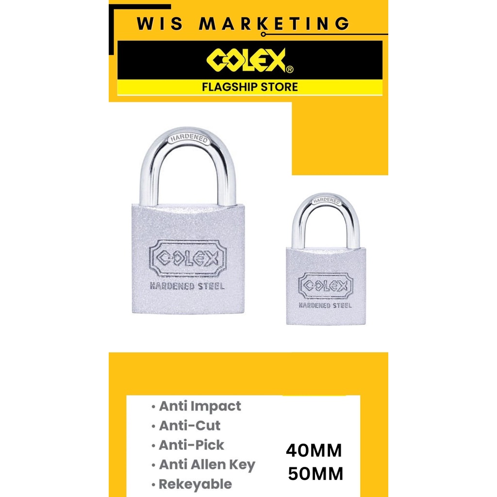 COLEX 40mm 50mm poxy Coated Standard Steel Padlock Long Shackle Padlock ...