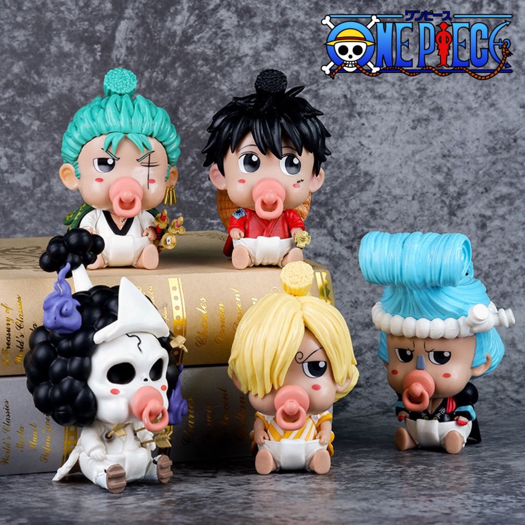 One Piece Wano Country Baby Pacifier Luffy Zoro Sanji Brook Franky 12cm ...