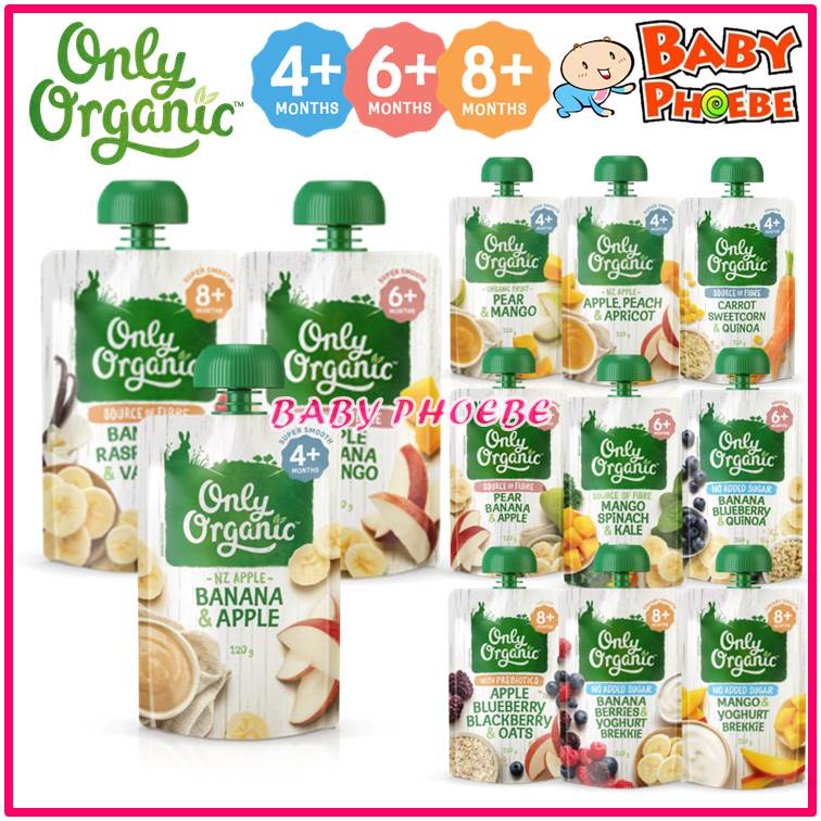 Only Organic Fruit & Vegetable Puree Pouches 120g Baby Food | Shopee ...