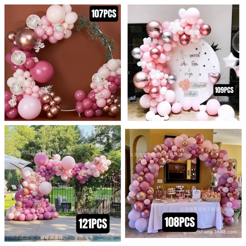 Ready Stok Ballon Set Rose Gold Pink Chorme Metallic Ballon Arch ...