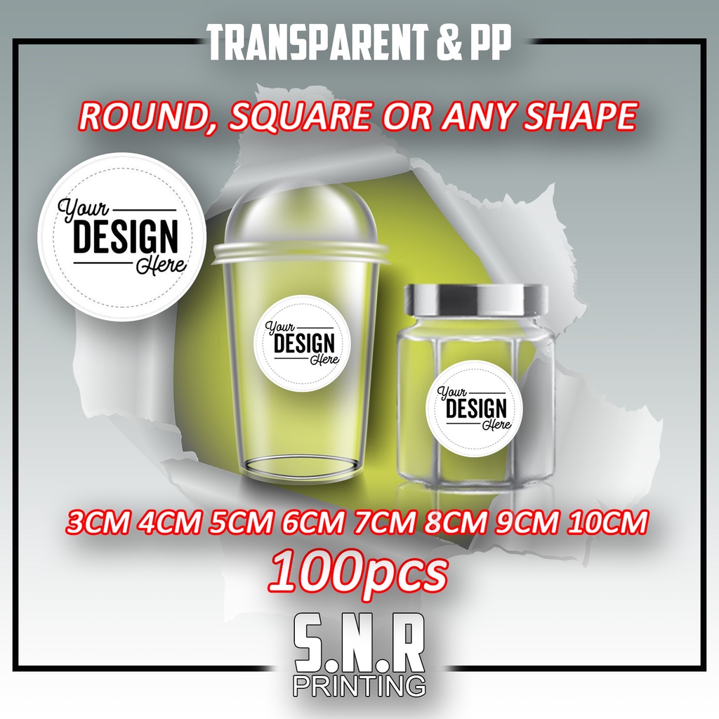 Transparent, PP Glossy & PP Matte Custom Sticker Label Any Shape 3/4/5 ...