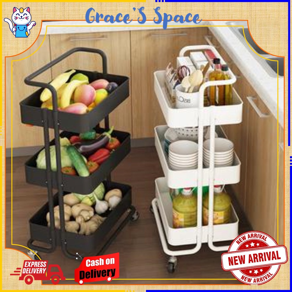 Troli 3 Tingkat Beserta Pemegang Jimat Ruang Trolly With Handle White ...